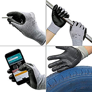 Ultra Durable Safety Work Gloves for Women Men, Seamless Knit Non-Slip Elastic Nylon Gloves, Power Grip, 3D Comfort Stretch Fit, Smart Touch Screen, Breathable, Abrasion, Antistatic, Small