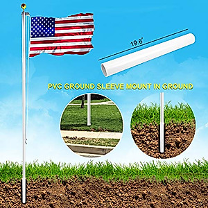Voilamart 25 FT Sectional Flag Pole Heavy Duty Aluminum Outdoor In ground Flagpole with 3'*5' American Flag and Gold Ball for Residential or Commercial Use
