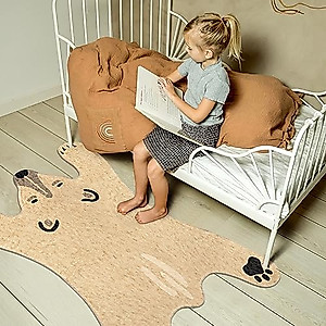 LIVEBOX White Bear Kids Rug for Nursery,36"x53" Washable Area Rug for Bedroom,Non-Slip Soft Rug for Bathroom,Animals Playroom Rug Floor Door mat for Kids Room Tent Entryway