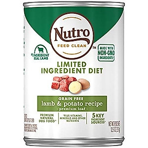 NUTRO Limited Ingredient Diet Adult Canned Soft Wet Dog Food Premium Loaf Lamb & Potato Recipe, (12) 12.5 oz. Cans