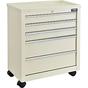 Global Industrial Medical Bedside Cart, 5-Drawer, Key Lock, Beige, 24-1/2"L x 13-1/4"W x 29"H