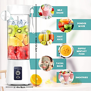 Portable Blender for Shakes and smoothies with Scale, 4000mAh Personal Electric Blender 15.2 oz,150w 6-Blades Blender Bottles, USB Rechargeable Mini Fruit Juicer for Travel, Office, Outdoors