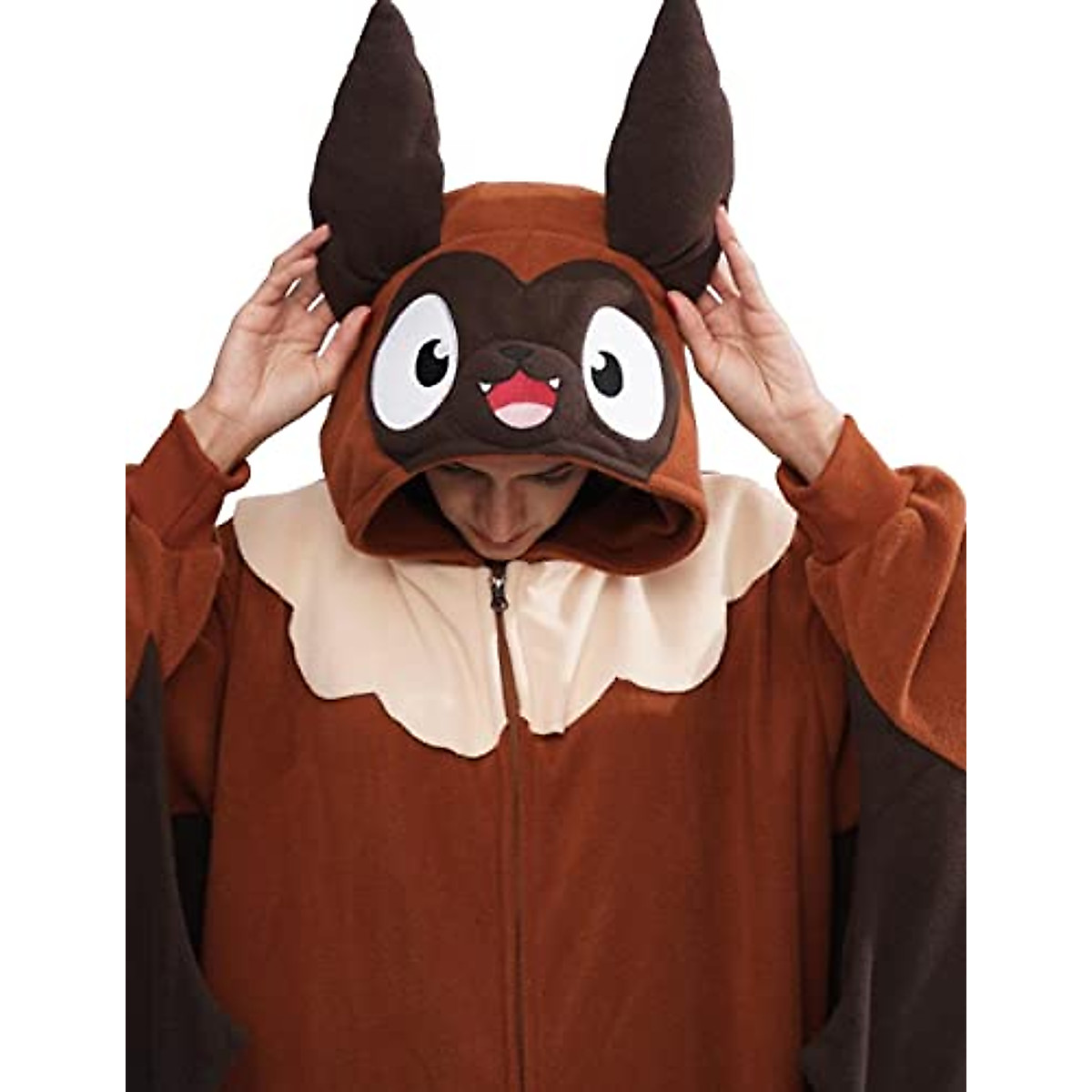vavalad Adult Bat Onesie Pajamas Animal Cosplay Costume Halloween One-Piece Jumpsuit for women men