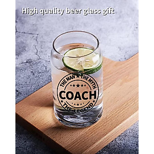 Coach Gifts for Women/Men，Best Coach Gifts,Drinking Glasses with With lid and straw-16oz Can Shaped Glass Cups, Beer Glasses, Iced Coffee Glasses, Cute Tumbler Cup, Ideal for Cocktail, Whiskey