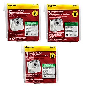 Shop-Vac 9066800 2-2.5 Gallon, 3 Bags per Pack, 9 Bags Total