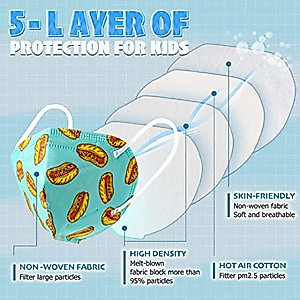 Kids KN95 Face Masks 50PC, 5-Ply Disposable Face Masks for Kids, KN95 Masks with Designed Tie-dye for Children, Boys and Girls