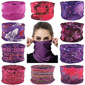 Cutewing Magic Scarf Seamless Bandanas Magic Headband Outdoor Neck Gaiter Elastic Face Mask Multi Headwear Sport Sweatband UV Balaclava Pack of 10