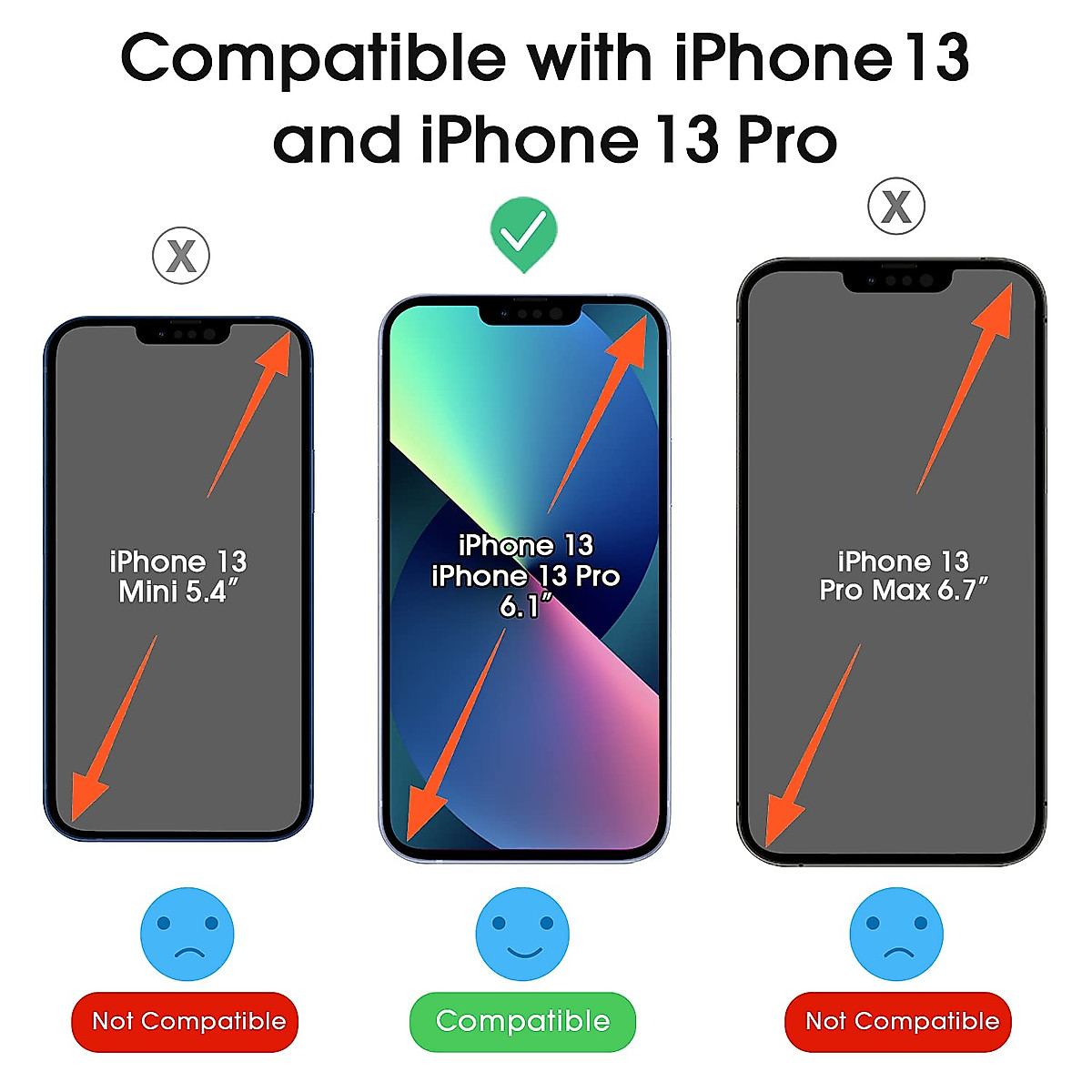 amFilm Screen Protector OneTouch Compatible with iPhone 13, iPhone 13 Pro (6.1", 2021) Tempered Glass and Camera Lens Protector, Edge to Edge Full Coverage Easy Installation Kit, Plastic, 2+2 Pack