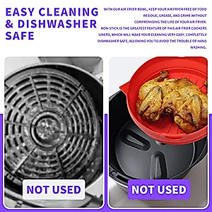 Karjraxrn 2-pack Air Fryer Silicone Liners 8.5 in Folding Air Fryer Silicone Pot, Food Safe Air Fryer Silicone Basket More Space Saving Reusable Air Fryers Oven Accessories (Blue+Black)