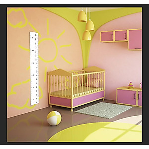 Niwo ART - Baby Growth Chart Wall Decor for Kids, Peel & Stick Self-Adhesive Removable Growth Height Ruler (Black & White)