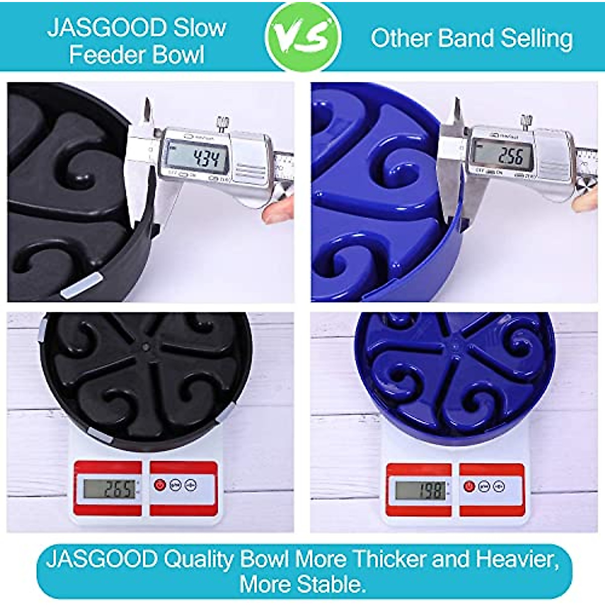 JASGOOD Slow Feeder Dog Bowl Slow Eat Feeder for Fun Slow Feeding Interactive Bloat Stop Dog Bowl,A-Black