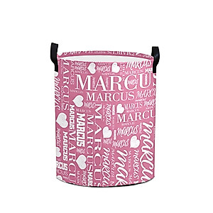 Personalized Laundry Basket Custom Word Art Names Laundry Hamper Collapsible Durable Toys Organizer Storage Bedroom Decor for Boys Girls Adults (Monogrammed 02)