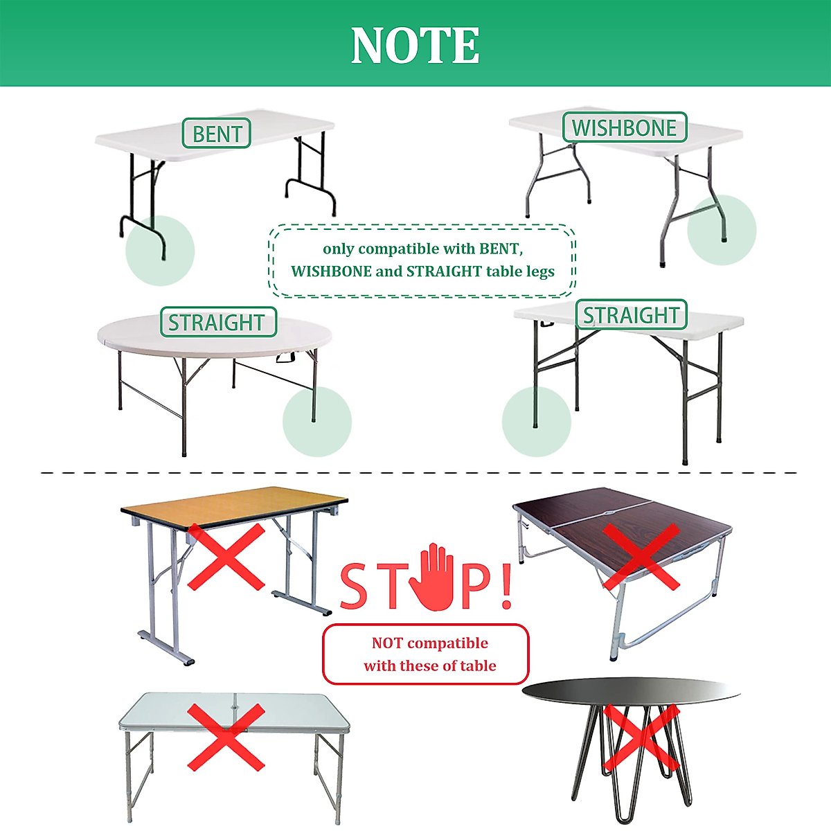 Herbert-fty Folding Table risers for Folding Tables Straight/Bent Leg, Dural Folding Table Leg Extensions 4 Levels/Heights Table Leg Extenders-All for Treating Your Back Pain(4-Pack)(17.3 in (44cm)
