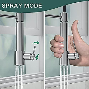 CWM Commercial Pull Down Kitchen Faucet with Sprayer-Modern High Arch Stainless Steel Kitchen Sink Faucets with Pre-Rinse Sprayer for Kitchen Sinks,Brushed Nickel,26.61inch