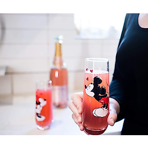 Silver Buffalo Mickey and Minnie Kiss Hearts Stemless Fluted Glassware Exclusive | Set of 2