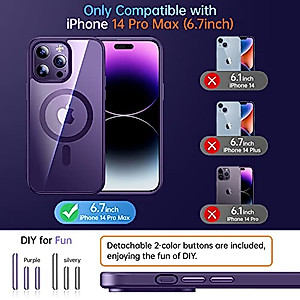 JUESHITUO for iPhone 14 Pro Max Case 𝟐𝟎𝟐𝟯 𝗡𝗘𝗪[Not Yellowing][MiL-Grade Protection][No.1 Strong Magnets]Magnetic Slim Clear Compatible with iPhone 14 Pro Max Protective Case 6.7inch, Deep Purple