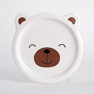 White Ceramic Bowl with Lid and Black Mini Handles, I Love Kuma Bear Design Dish for Noodles, Soup, Rice, 5 3/4 Inches