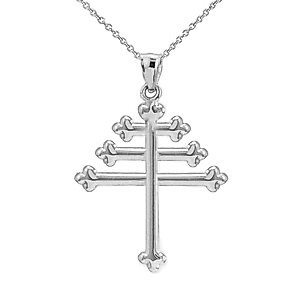 Religious Jewelry Fine Sterling Silver Maronite Cross Pendant Necklace, 18"
