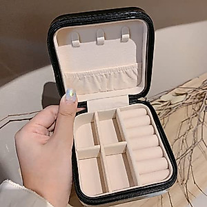 PHABULS Travel Jewelry Box, Lightweight and Easy to Carry Small Jewelry Box for Earrings Rings Necklace Bracelet, Travel Jewelry Case for Women Girls, Jewelry Travel Organizer for Gifts (Black)