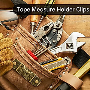 Metal Tape Measure Holder Clip, 6 Packs Small Measuring Tape Belt Holder Clip with Rivets for Tool Holster, Leather Pocket Tool, Bronze