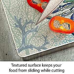 CounterArt Oceana Crab 3mm Heat Tolerant Tempered Glass Cutting Board 10” x 8” Manufactured in the USA Dishwasher Safe