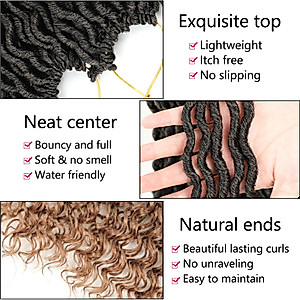 Goddess Locs Crochet Hair 20 Inch 6 Packs Faux Locs Crochet Hair Pre Looped Crochet Locs With Curly Ends Ombre Soft Loc Hair Extensions For Women(20",1b/27, 6packs)