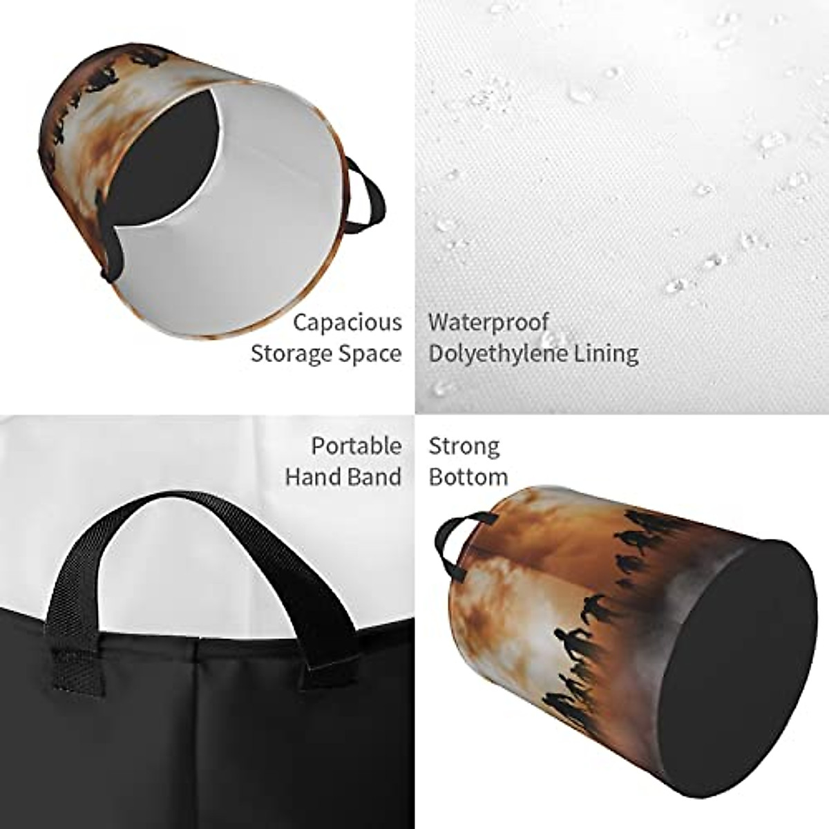 Laundry Basket,Zombies Dead Men Walking Body In The Doom Mist At Night Sky Haunted Theme,Large Canvas Fabric Lightweight Storage Basket/Toy Organizer/Dirty Clothes Collapsible Waterproof For College Dorms-Large