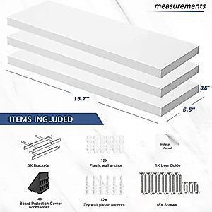 BHFOW White Floating Shelves for Wall,Invisible Wall Mounted Shelf Set of 3,White Shelves for Bathroom,Bedroom,Living Room and Kitchen Decoration Storage and Display.