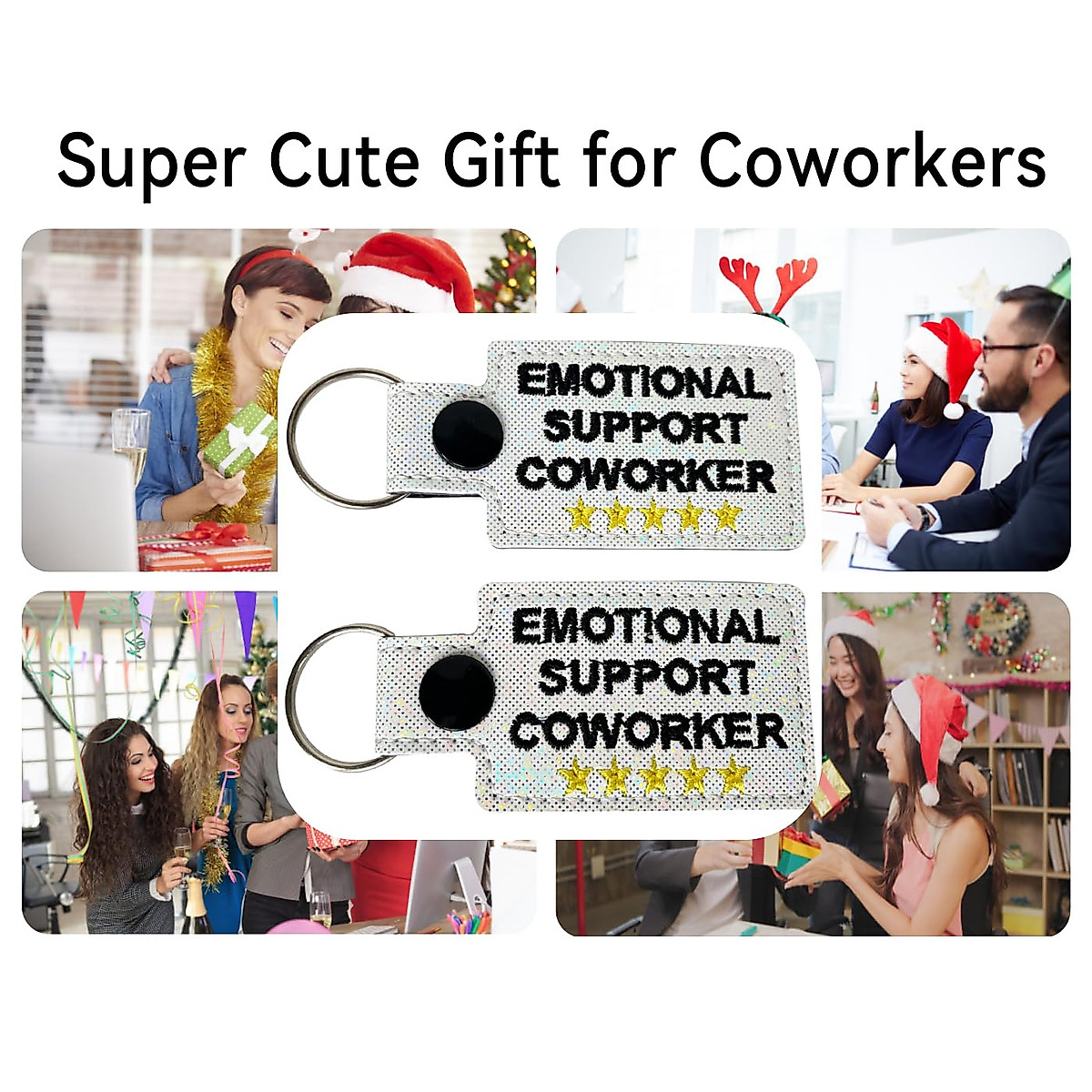 PHAWNGU 2 Pack Gifts for Coworkers, Coworker Gifts for Women, Work Bestie Gifts, Coworker Christmas Gifts Birthday Gifts, Emotional Support Coworker Vinyl Keychain Keyring