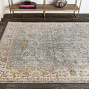JONATHAN Y MDP304B-8 Alba Modern Faded Peshawar Indoor Area-Rug Vintage Glam Bohemian Easy-Cleaning Bedroom Kitchen Living Room Non Shedding, 8 ft x 10 ft, Grey