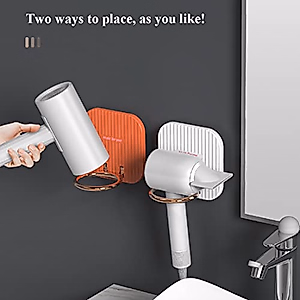 CARURLIFF Foldable Hair Dryer Rack Wall Mounted Blower Storage Holder Blow Dryer Wall Hanger for Bathroom (White)