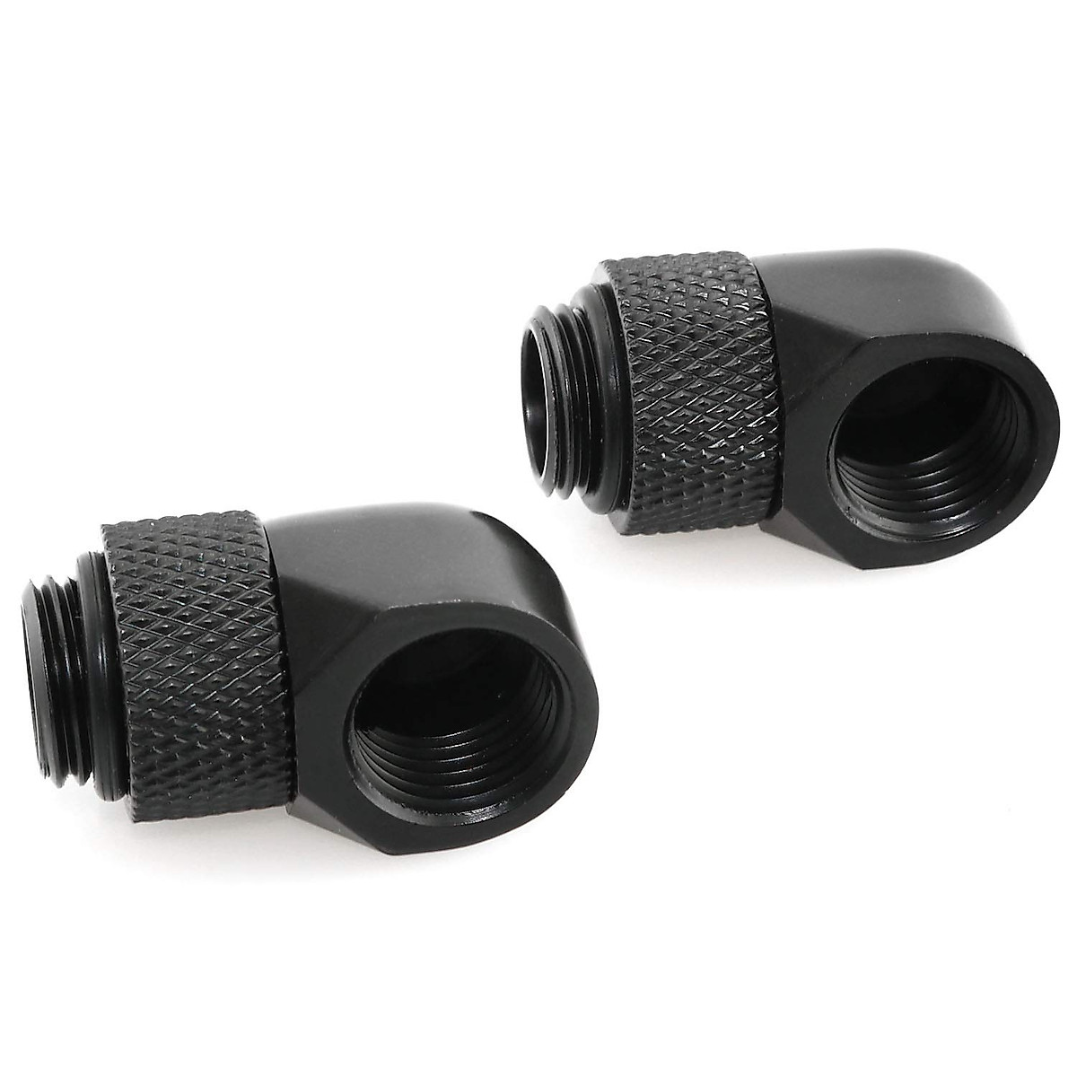 DGZZI G1/4" Male to Female Extender Fitting 2PCS Black 90 Degree Elbow Thread Rotary Connector Adapte for Computer Water Cooling System