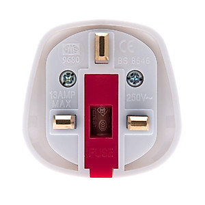 EU to UK Adapter Schuko Euro Socket 2 Pin to 13 Amp 3 Pin Plug Type C to Type G | International Universal European Europe Travel Adaptor Adopter | for Mobile Phone Tablet Laptop | 1 x White