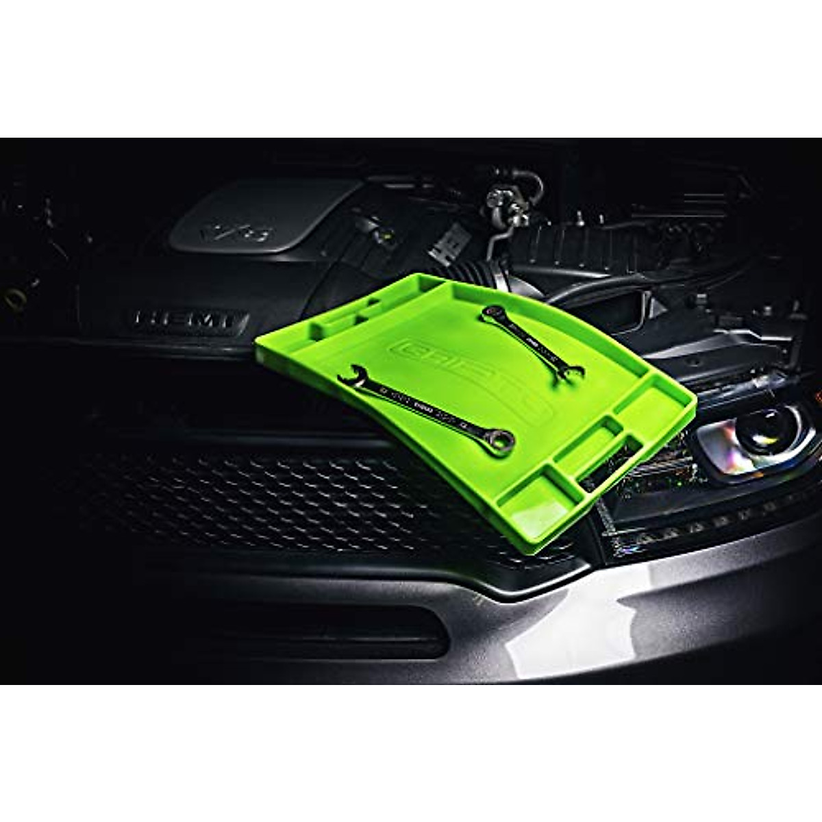 Gripty (Duo-Pack) | PREMIUM Silicone Tool Tray | Flexible | Multi Purpose Mat | Portable Tool Box Organizer | No Magnets | Easy Clean Up | (ORIGINAL Green)