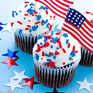 Whaline 52ft Glitter Patriotic Star Streamers Paper Bunting Banner Red White Blue Star Garland Hanging Decoration for 4th of July Decorations Independence Day Celebration Party, 4 Pack