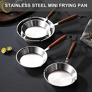 Luqeeg Stainless Steel Frying Pan, Mini Non Stick Fry Egg Pan, Compatible with Induction Stoves, Gas Stoves, Skillet with Ergonomic Handle for Household & Restaurant (16CM)