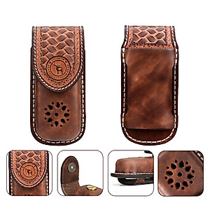 Tourbon Multitool Sheath with Belt Loop One-Piece Molded Leather Knife Pouch Holster EDC Belts Organizer Magnetic Closure