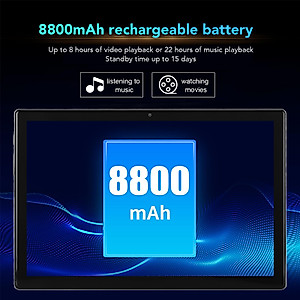 2 in 1 Tablet PC, 12MP Front Camera Smart 10.1 Inch Tablet MT6755 Octa CPU for Learning for Android 11.0 for Work (US Plug)