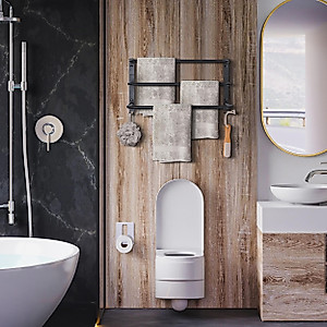 7Penn Bath Towel Bar - Stainless Steel Matte Black 3-Tiered Ladder Wall Mounted Bathroom Towel Rack with Hanging Hooks