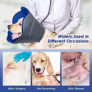 Yagamii Soft Dog Cone for Dogs After Surgery, Comfort Dog Cones for Large Medium Small Dogs, Adjustable Dog Recovery Collars & Cones, Elizabethan Collar Alternative to Stop Licking Wounds,Blue,XL