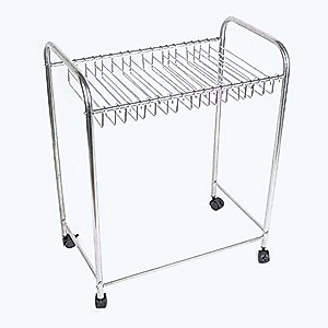 Trolley Stainless Steel Pants Hangers Rolling Trolley, Trouser Skirt Dress Jeans Closet Storage Organizer Rack, Anti Rust, Space Saving (Size : 24 Hangers)