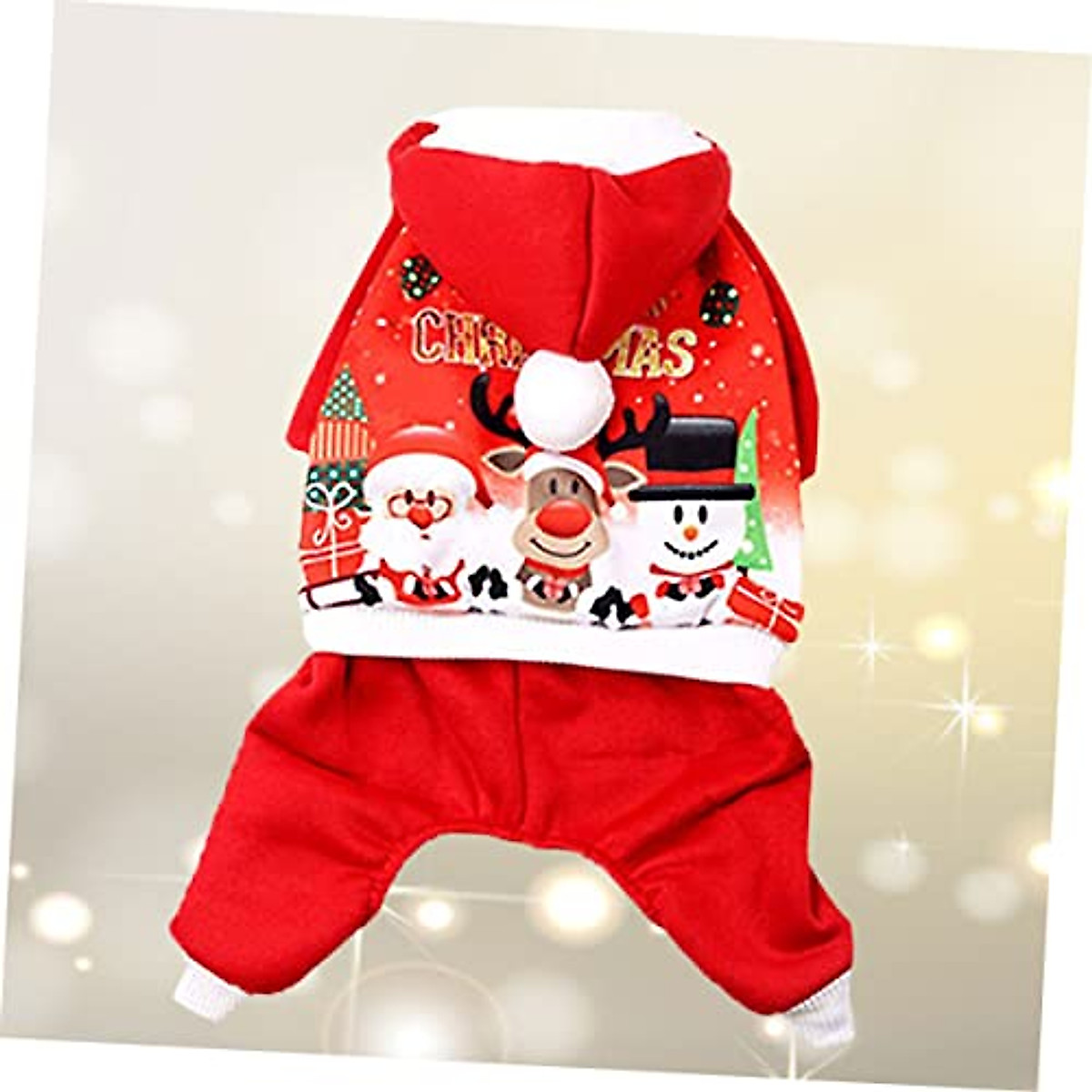 Mipcase Santa Clothes- Xmas Party Dog for Cartoon Claus Christmas Dress Pants Funny Hoodie Costume Outfit Cats Apparel Soft Red Feet Snowman Lovely Outfits Up Warm Puppy Cute Jumpsuit Pet
