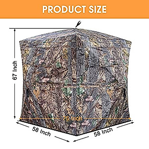 XProudeer Hunting Blind See Through Ground Blinds with 270 Degree,2-3 Person Pop Up Hunting Blinds with Chair,Camouflage Hunting Tent for Deer & Turkey Hunting,Hunting Gear and Hunting Accessories