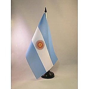AZ FLAG Argentina Table Flag 5'' x 8'' - Argentine Desk Flag 21 x 14 cm - Black Plastic Stick and Base