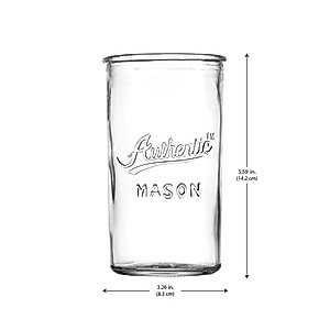 Glaver's Drinking Glasses – Set of 4 Authentic Mason Vintage Glassware – Clear Glass Tumblers for Cocktails, Water, Juice – Embossed Vintage Drinking Glasses (Highball 18 oz 7983)