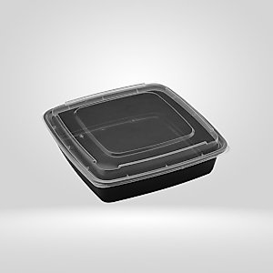 BUHAYA Plastic Meal Prep Container with Lid, 48oz, 25 Sets/Pack - One Compartment - Disposable - Square Stackable - Freezer Safe Plastic Bento Boxes To Go, Square Plastic Containers with Lids