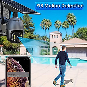 Security Camera Camera 2K 4MP Solar IP Camera 8W Power Rechargeable Battery Video Surveillance Wireless PTZ Camera WiFi Alarm Color Night Vision Surveillance Camera with Spotlight ( Size : 4MP 4G Cam