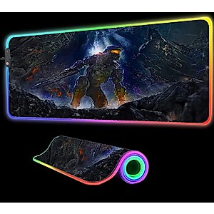 Mouse Pads Halo Mouse Pad Gaming RGB LED Computer Pad Large Gaming Gamer Game Laptop Notebook PC Desk Mat,35.43 inch x15.74 inch