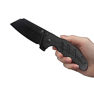 Kizer Pocket Knives Black S35VN Blade and Carbon Fiber Handle Flipper Knife for EDC, Sheepdog C01C Ki4488A3
