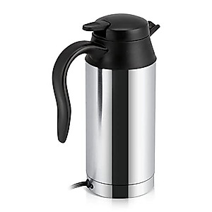 Car Kettle Electric Kettle Camping 12V 750ml Coffee Maker Water Boiler Portable Travel Car Truck Kettle Hot Water Heater Bottle for Tea Coffee Making Cigarette Lighter Heating Cup, 120W